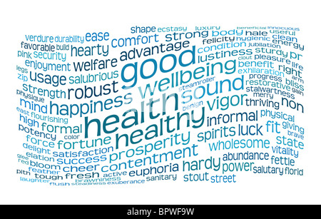 good health and wellbeing tag or word cloud Stock Photo - Alamy