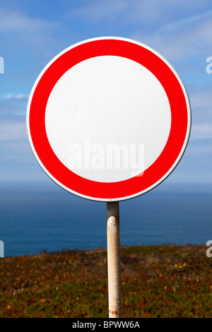 A white sign with a red ring means that traffic is prohibited to drive ...