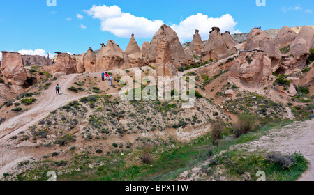 Volcanic tuff pillars and erosion Pasabagi Goreme Cappadocia Anatolia ...