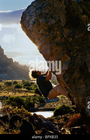 Climber bouldering on an overhang in Austin, Texas Stock Photo - Alamy