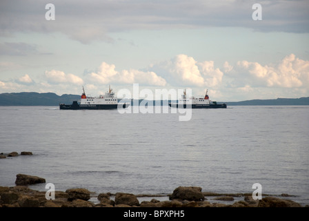 Calmac car & passenger ferries Argyle right and Bute left are passing ...