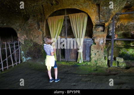 Caves below Commarque castle in the Dordogne France where people would ...