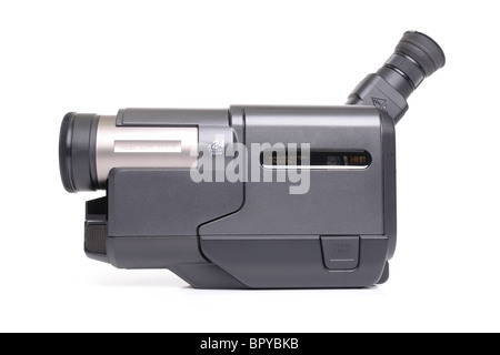 VINTAGE CAMCORDER. Old portable video camera on isolated white ...