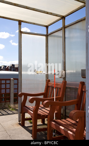 Smoking hut wooden shelter for smokers at work place for employees ...