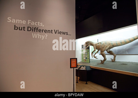 A dinosaur exhibit at the Creation Museum in Petersburg, Kentucky, USA ...