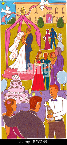 Happy bride and groom celebrating their wedding in city Stock Photo - Alamy