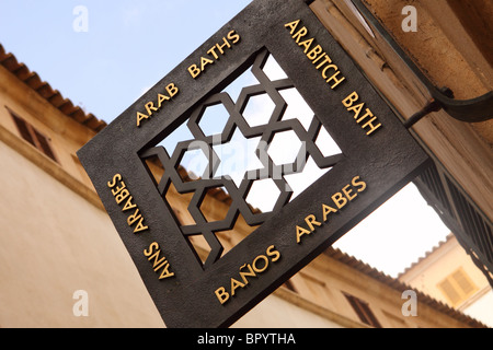 Entrance sign to the Arab baths of Palma of Mallorca - Ancient moorish ...