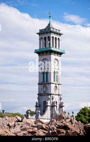 Clock tower in Caledonian Park, regeneration area, Islington, N1 ...