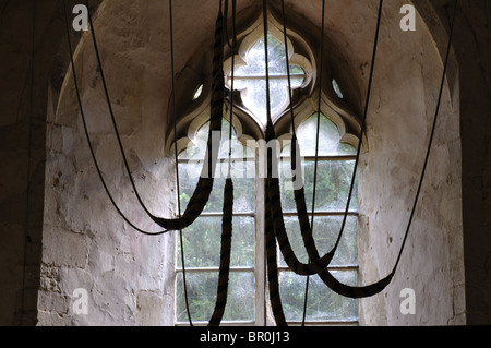 Bell ropes in English village church,Bell ringers rope in church,church ...