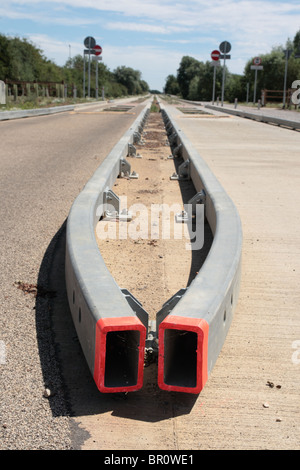 Bus on guided busway in Cambridge England. This guided busway is a ...