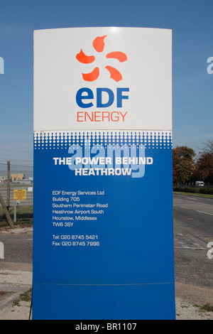 The EDF Energy logo on a sign outside its offices beside Heathrow ...