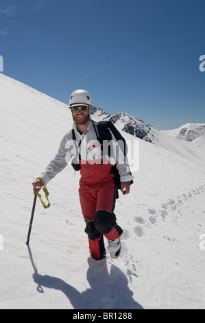 New Zealand, South Island, Arrowsmith Range. Lydia Ode mountaineering ...