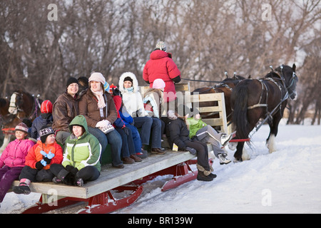 Horse-drawn sleigh ride in winter Stock Photo - Alamy