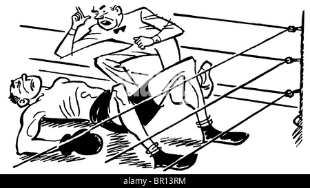 illustration of a boxer knockout referee counting done in retro style ...