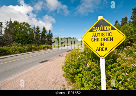 Caution Autistic Children in Area, road sign, Elliston, Bonavista ...