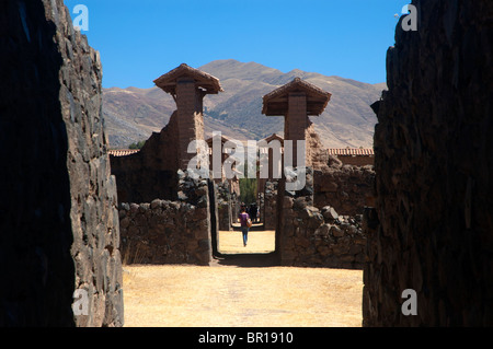 Inca ruins at the old Temple of Viracocha, Raqchi, on the road between ...