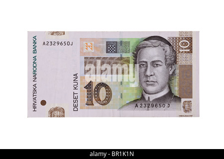 10 Croatian kunas bank note. Kuna is the national currency of Croatia ...