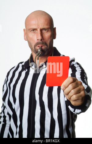 Referee giving red card Stock Photo - Alamy