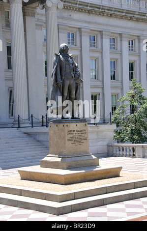 Albert Gallatin statue in front of the United States Treasury Building ...