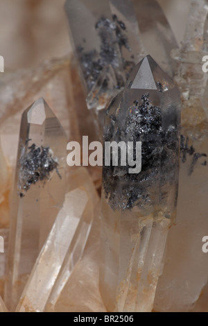 Quartz (SiO2 - silicon dioxide) with rare galena inclusions Stock Photo ...