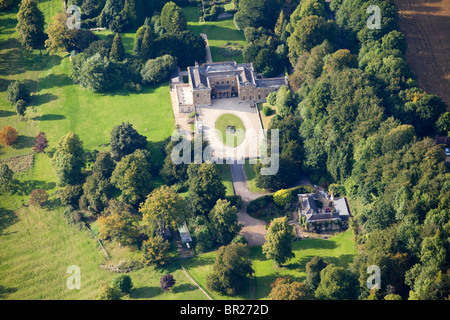An aerial view of the Cotswold village of Lower Swell, Gloucestershire ...