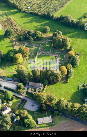 An aerial view of Hailes Abbey and Hailes church near the Cotswold ...