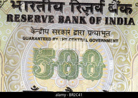 500 Five hundred Rupees India currency notes closeup view of red fort ...