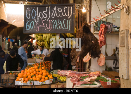 The camel butcher shop in the souk in the old city of Fez Stock Photo ...