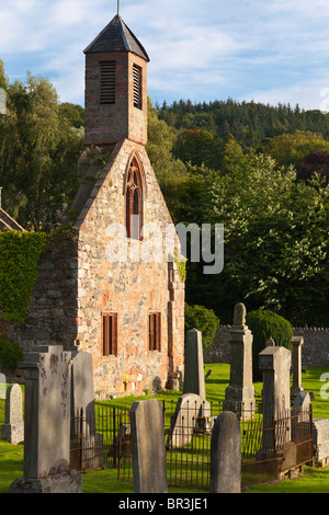 Stow, Scottish Borders, the old burial aisle (old kirk) with St Mary ...