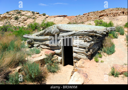 The primitive cabin of Wolfe Ranch. Arches National Park, Moab, Utah ...
