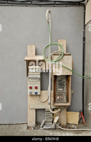 A temporary electrical power supply to a building site Stock Photo - Alamy