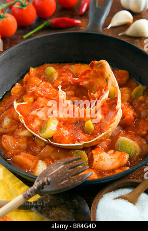 Cuba, food, cuban lobster, langosta en pure' de tomate, traditional ...