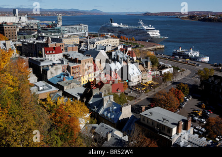 Quebec Lower City and St. Lawrence River in summer, Quebec, Canada ...