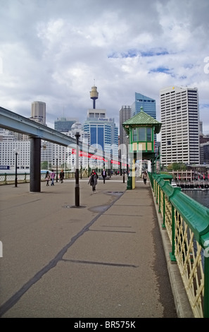 The Pyrmont Bridge across Darling Harbour in Sydney with the Australian ...