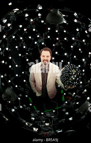 Paul Debevec stands in Light Stage 5 at the USC ICT Graphics Laboratory ...