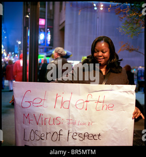 Michael Jackson fans protest Eminem video at Times Square New York ...