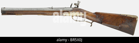 A pair of short flintlock rifles with Damascus barrels, German, circa ...