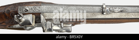 A pair of short flintlock rifles with Damascus barrels, German, circa ...