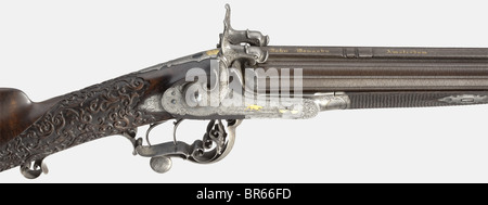 A Lefaucheux system: A Damascus double-barrelled rifle with ...