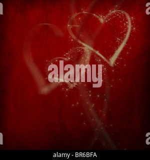 Heart shapes with white edges on red background Stock Photo - Alamy