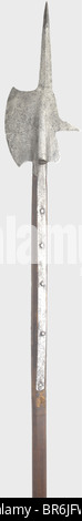 A Swiss halberd, circa 1680. Broad spike with a reinforced point. The ...