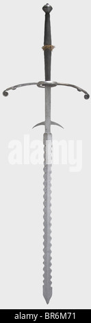 A German flamberge, circa 1580. Broad flame blade with a medial ridge ...