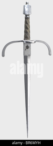 A German left-hand dagger, circa 1600 Double-edged blade with ridges on ...