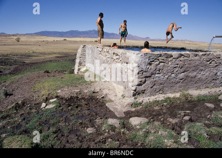 Men swimming in outddoor pool. Cananea, Mexico Stock Photo - Alamy