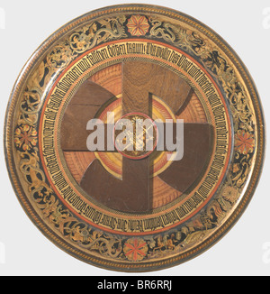 A Germanic wall shield., Oak-wood, circular form, hand-painted Stock ...