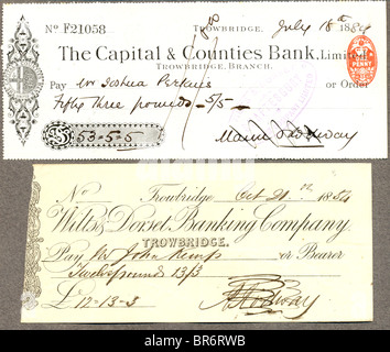 Victorian cheques 1880s Stock Photo - Alamy