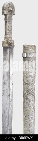 A double-sided Caucasian kinjal, circa 1900. A double-edged blade ...