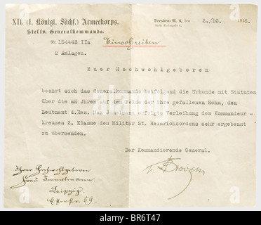 First Lieutenant Max Immelmann (1890 - 1916) - a signed photograph, of ...