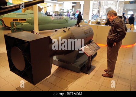 A casing of a 'Little Boy' atomic bomb on display at the Imperial War ...