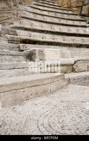 A section of seating at the open air Minack Theatre near Porthcurno in ...